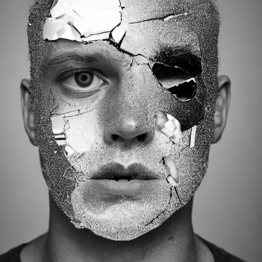 Photographs of shattered faces generated by Stable Diffusion AI | Dan ...